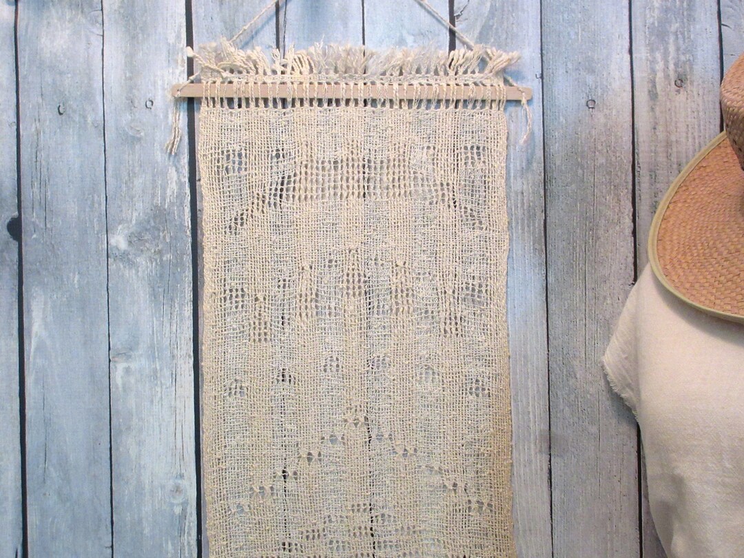 Handwoven Lace Wall Art. Cotton Leno Lace Transparency Wall Hanging ...