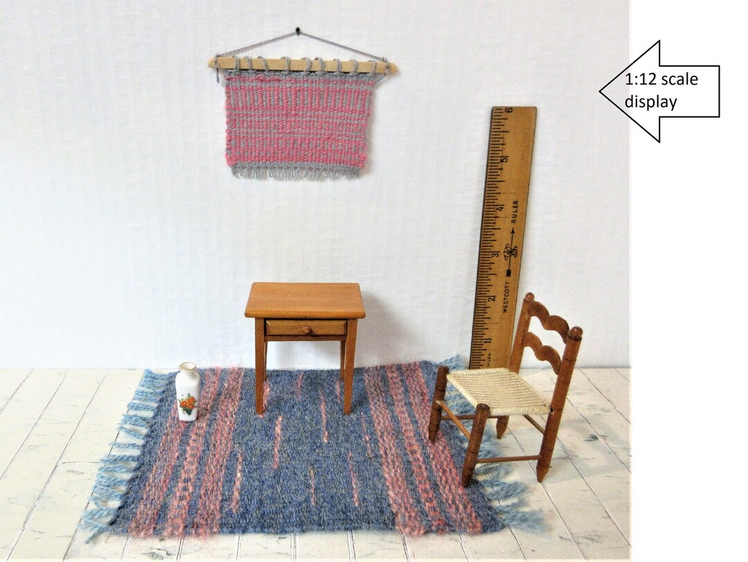 Handwoven Country Style Primitive Dollhouse Rug or Table Mat Mug Rug in ...