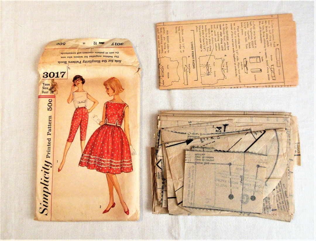 1950s Dress and Pants Pattern Size 12 Teen. Simplicity 3017. - Etsy