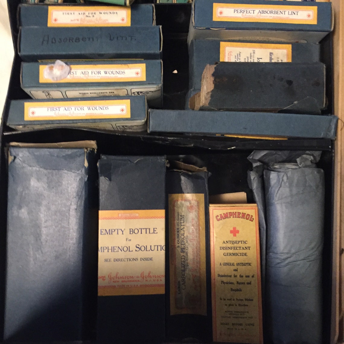 Antique JOHNSON'S Original Tin Wall Hanging First Aid Kit 1900 Time ...