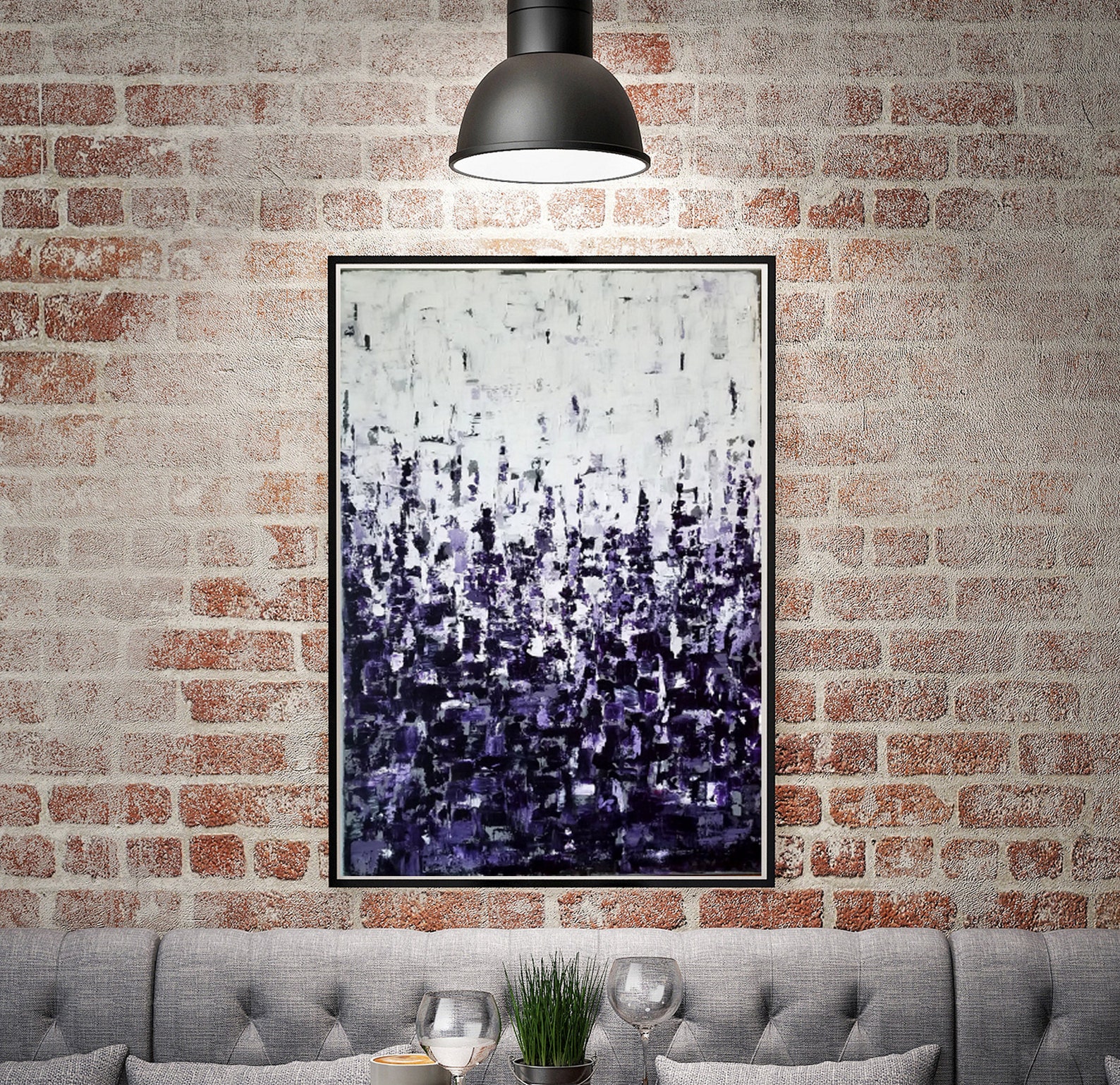 Abstract Original Purple Painting, Large Canvas Art, Palette Knife ...