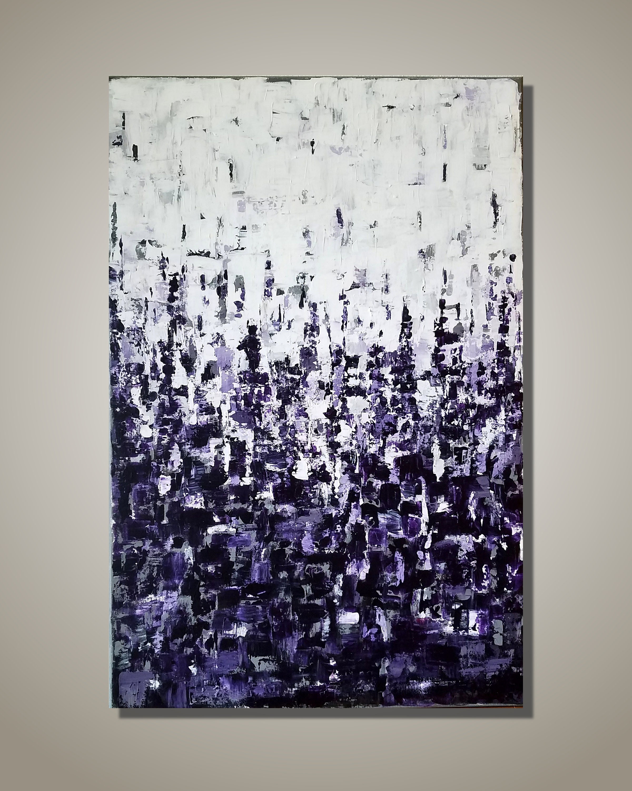 Abstract Original Purple Painting, Large Canvas Art, Palette Knife ...