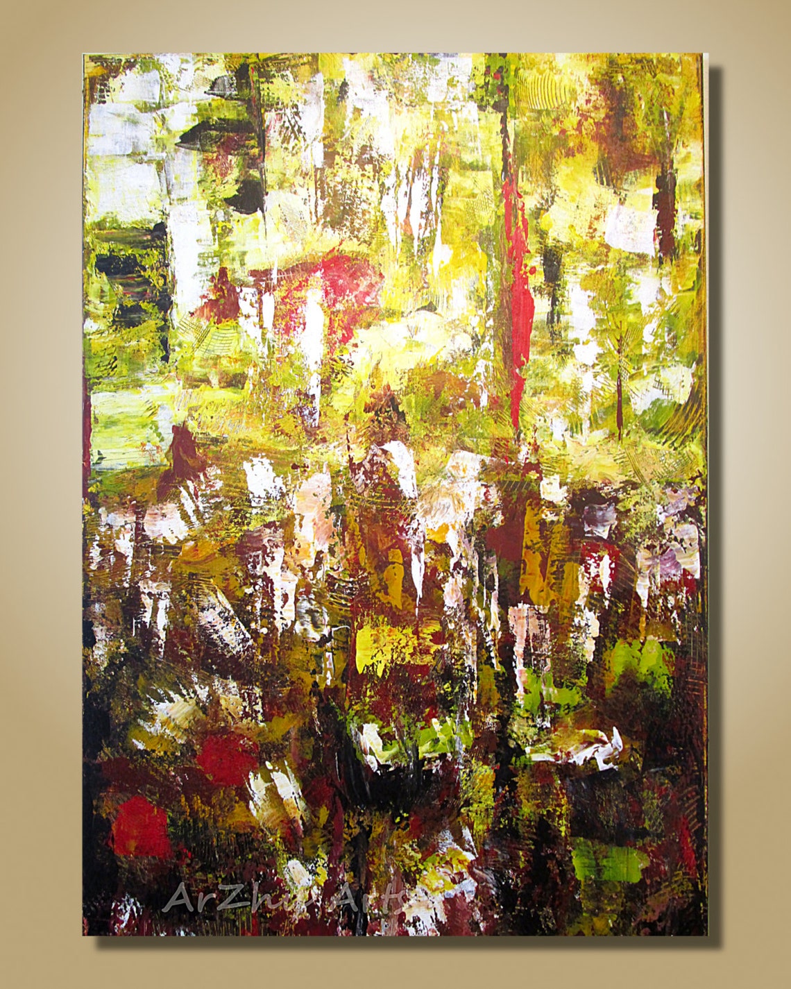 Large Yellow Textured Painting Original Abstract Palette - Etsy