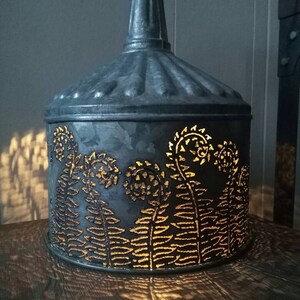 Metal Funnel Pendant Light. Torch Cut Fern Pendant Lamp. - Etsy