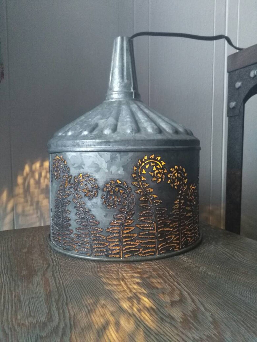 Metal Funnel Pendant Light. Torch Cut Fern Pendant Lamp. - Etsy