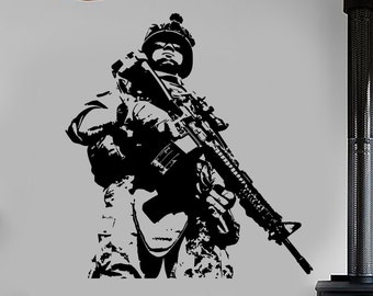 Military Vinyl Wall Decal Army Tank Camouflauge Home Decor Peel and ...