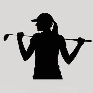 Golf Girl Vinyl Wall Decal Silhouette Woman Golfer Player Club | Etsy