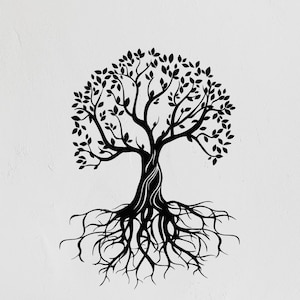Tree Vinyl Wall Decal Roots Leaves Nature Theme Room Decoration Nursery ...