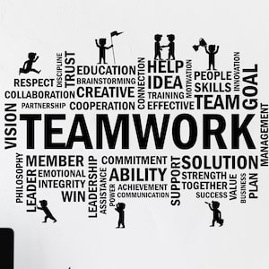 Teamwork Words Vinyl Wall Decal: Inspirational Office Decor (#6176di ...