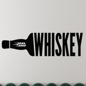 Whiskey Bottle Vinyl Wall Decal Cafe Bar Drinking Collection Night Club ...