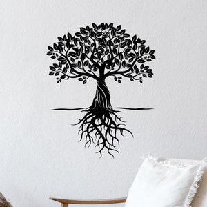 Tree Vinyl Wall Decal Nature Roots Leaves Branches Living Room Nature ...