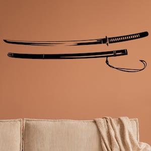 Katana Vinyl Wall Decal Japanese Samurai Sword Steel Arms Stickers ...