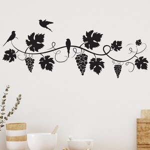 Grapevine Vinyl Wall Decal Kitchen Interior Idea Birds Grapes ...