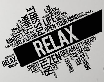 Spa Vinyl Wall Decal Zen Relaxation Relax Massage Words Cloud | Etsy