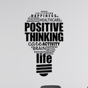 Transform Your Space With a Positive Thinking Light Bulb Vinyl Wall ...
