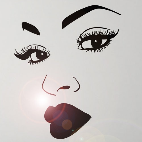 Beautiful Female Face Vinyl Wall Decal Woman Eyes Lips Lashes - Etsy