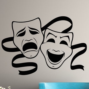 Theater Masks Vinyl Wall Decal Comedy Tragedy Theatrical Art Drama ...