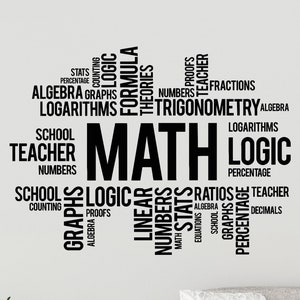Math Vinyl Wall Decal Mathematics School Classroom Mathematical ...