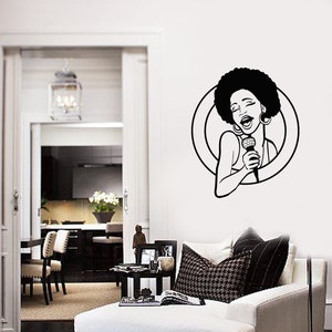 Singer Vinyl Wall Decal Beautiful Black Lady Room Home Decor Stickers ...