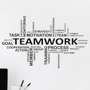 Teamwork Vinyl Wall Decal Team Work Motivation Words Home Office Space ...