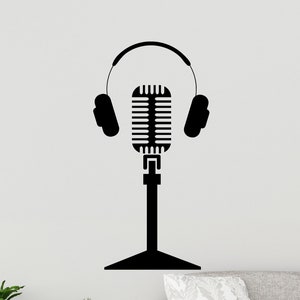 Microphone Headphones Vinyl Wall Decal Music Musical Decor Idea Karaoke ...