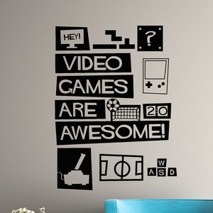 Video Games Vinyl Wall Decal Gamer Room Playroom Quote Stickers Mural ...