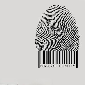 Wall Vinyl Decal Bar-code Stylized Fingerprint Personal Identity Decal ...