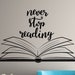 Open Book Vinyl Wall Decal Home Library School Classroom Quote Reader ...