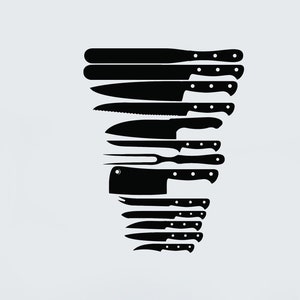 Knives Vinyl Wall Decal Butcher Shop Kitchen Restaurant Interior Decor ...