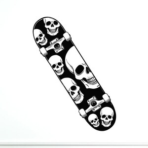 Skateboard Vinyl Wall Decal Skateboarding Street Sport Skull ...