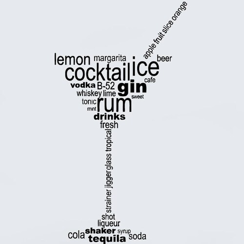 Cocktail Glass Vinyl Wall Decal Bar Restaurant Words Alcohol - Etsy