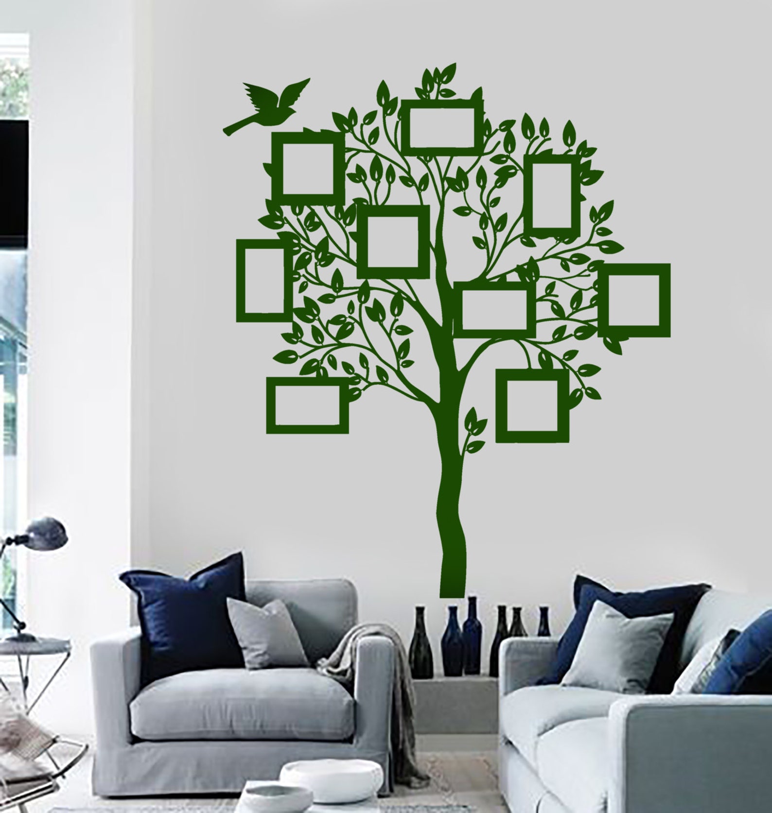Wall Vinyl Decal Family Tree Rectangular Picture Frames on - Etsy
