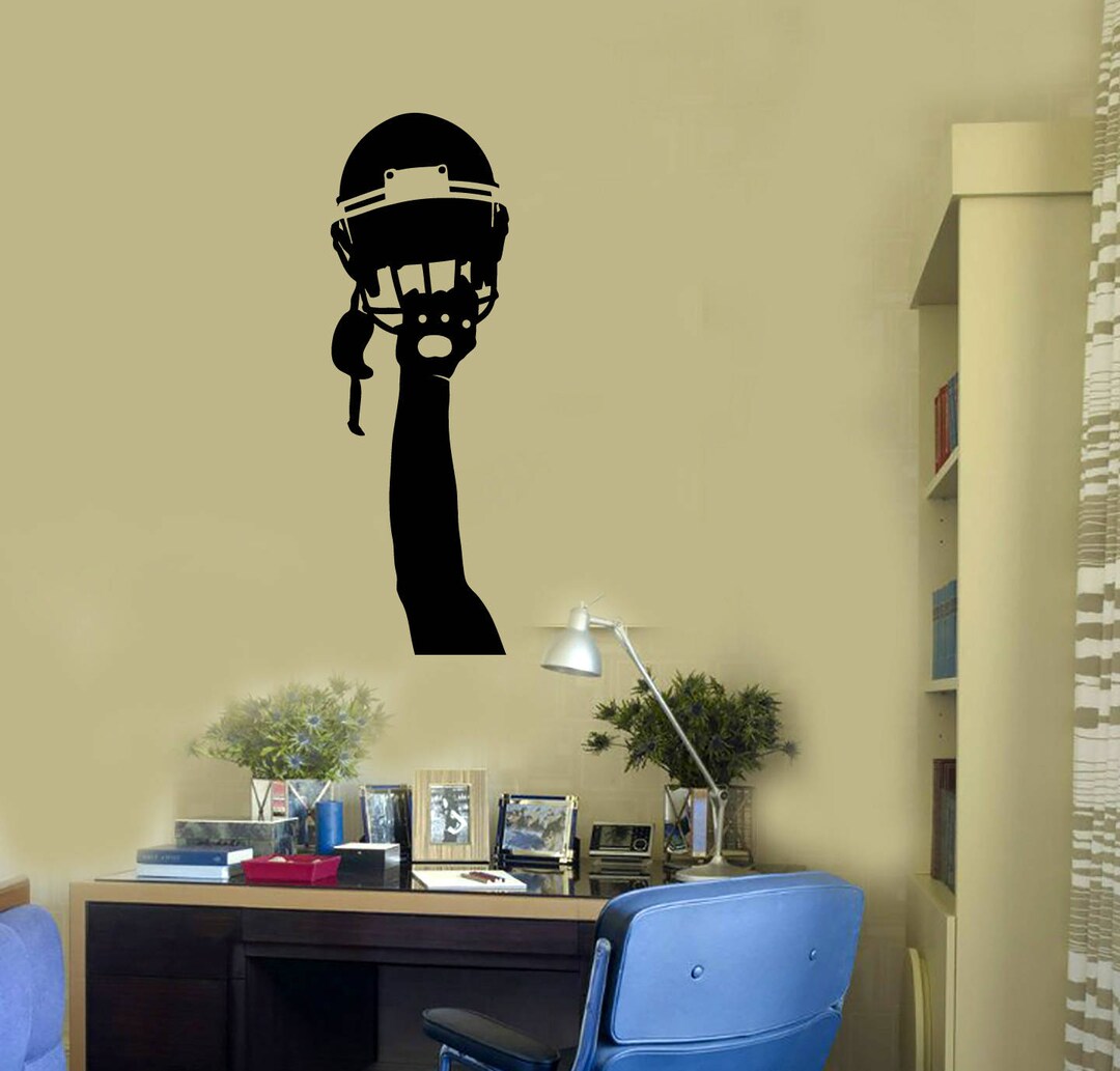 Football Player Hand Vinyl Wall Decal Helmet Teenage Room Sports Art ...