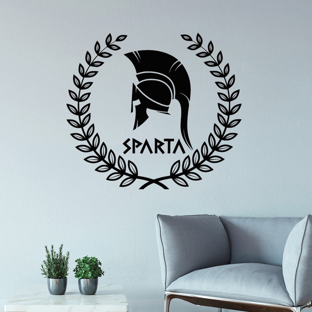 Sparta Vinyl Wall Decal Ancient History Greece Spartan Warrior Helmet ...