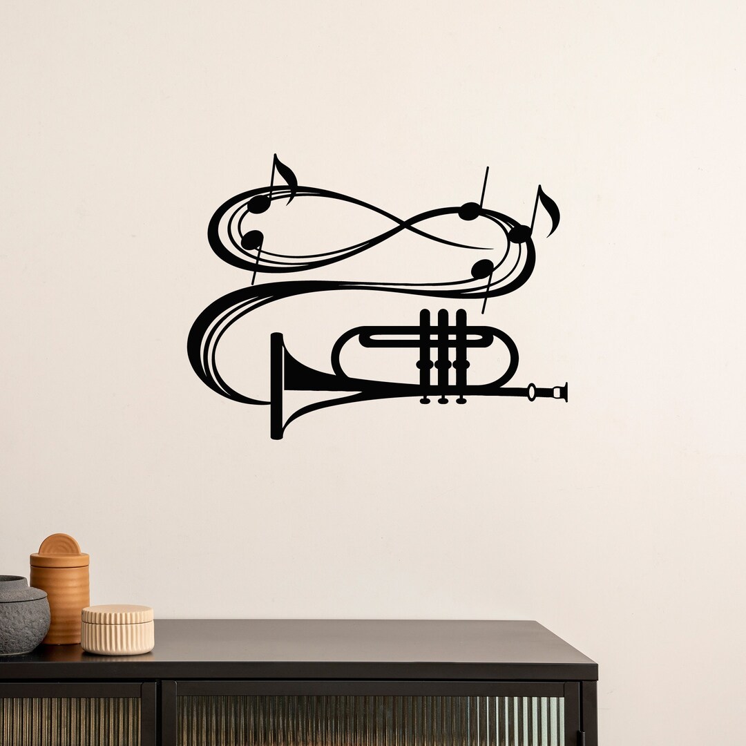 Trumpet Vinyl Wall Decal Musical Instrument Music Decor for Home ...