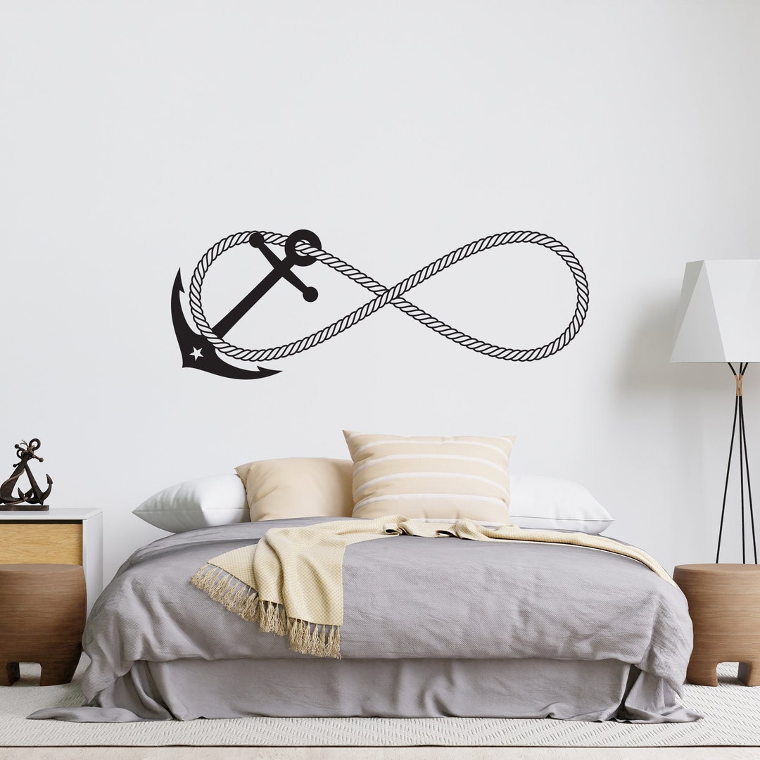 Nautical Infinity Sign Vinyl Wall Decal Anchor Rope Sea Ocean Coastal ...