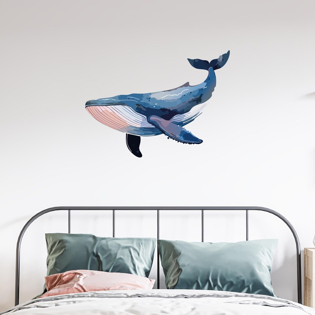 Whale Vinyl Wall Decal, Elegant Ocean Whale Design, Calm Wall Art for ...