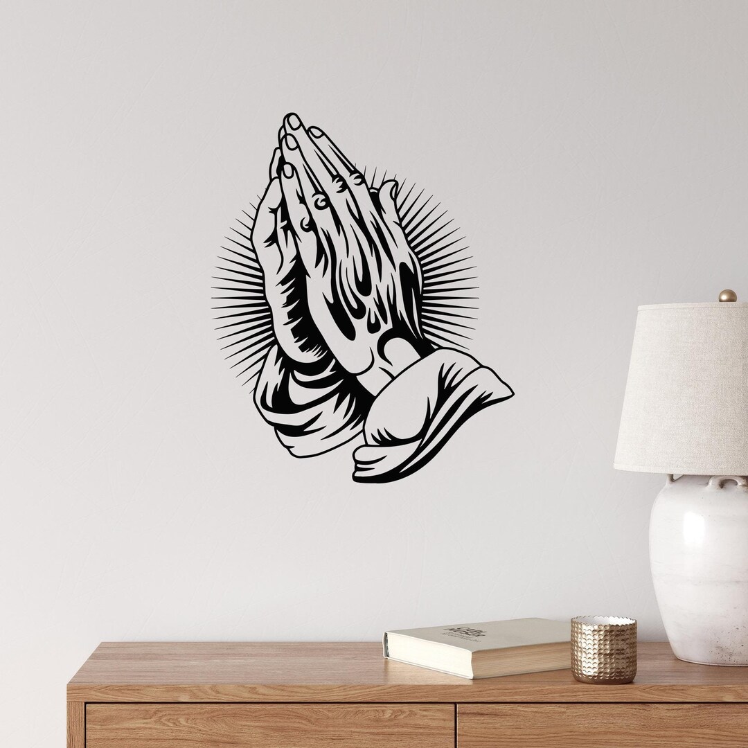 Prayer Hands Vinyl Wall Decal Praying Room Religious Decor Christian ...