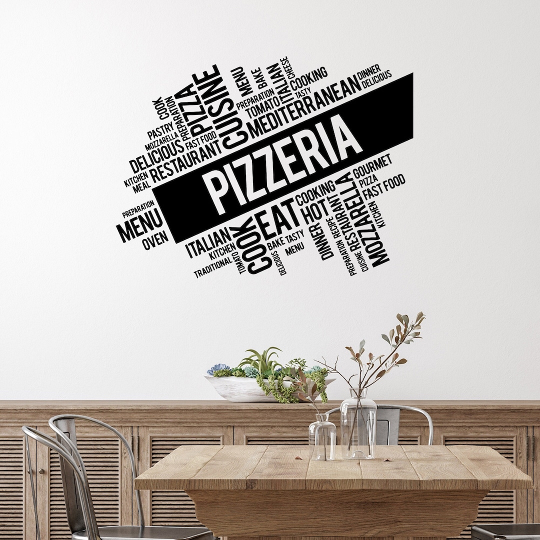 Pizzeria Vinyl Wall Decal Italian Cuisine Restaurant Pizza Lover ...