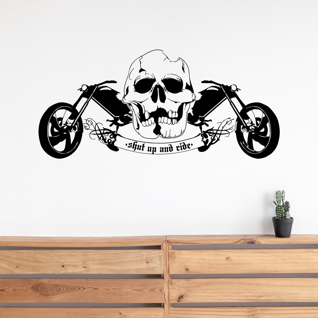 Motorcycles Vinyl Wall Decal Biker Skull Quote Saying Garage Stickers ...