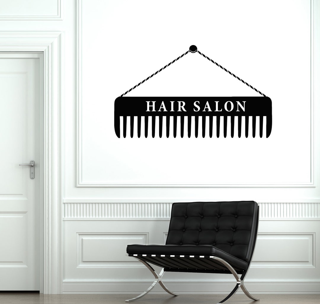 Hair Salon Vinyl Wall Decal Comb Hairdresser Stylist Hairdressing ...
