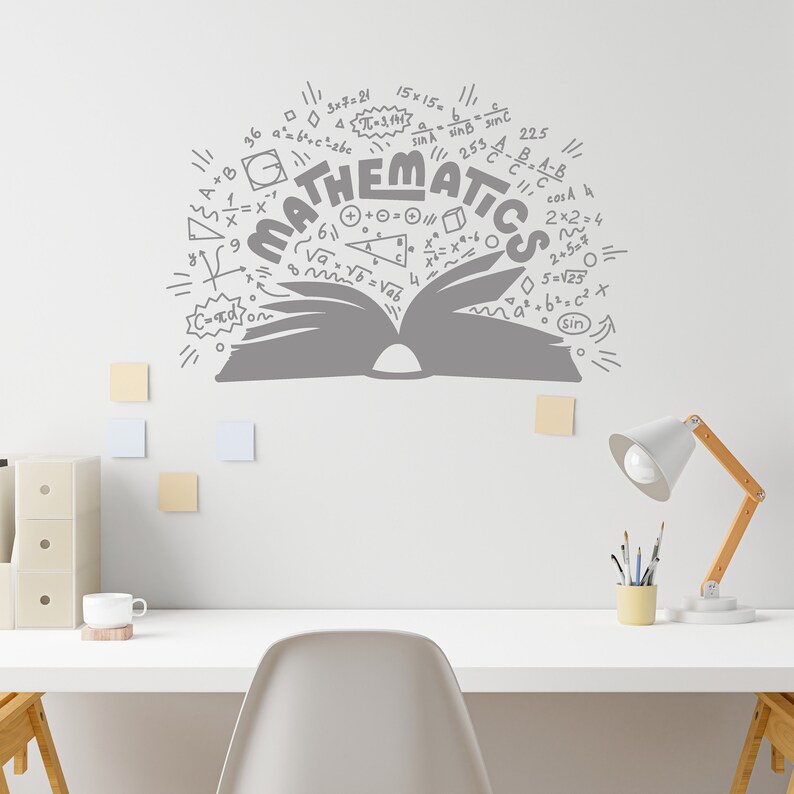 Mathematics Vinyl Wall Decal Math Symbols School Open Book Classroom ...