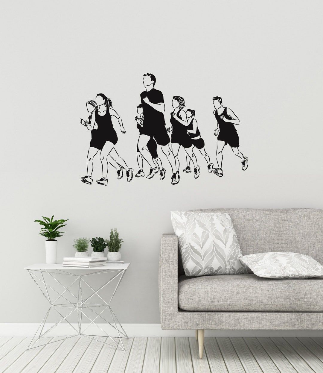 Runners Vinyl Wall Decal Marathon Run Running Sports Decor Stickers ...