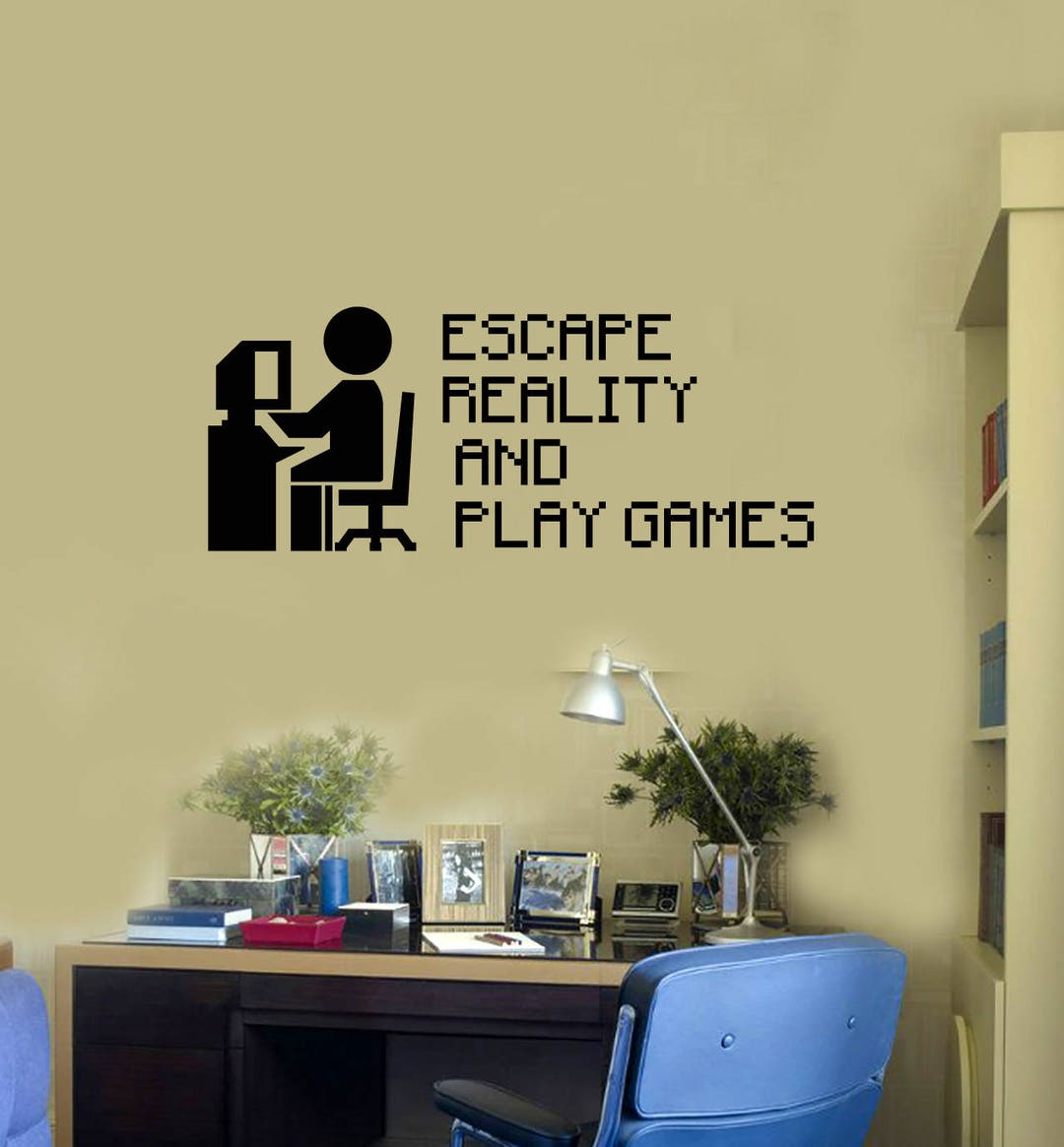 Gamer Quote Vinyl Wall Decal Video Games Geek Room Stickers Mural ...