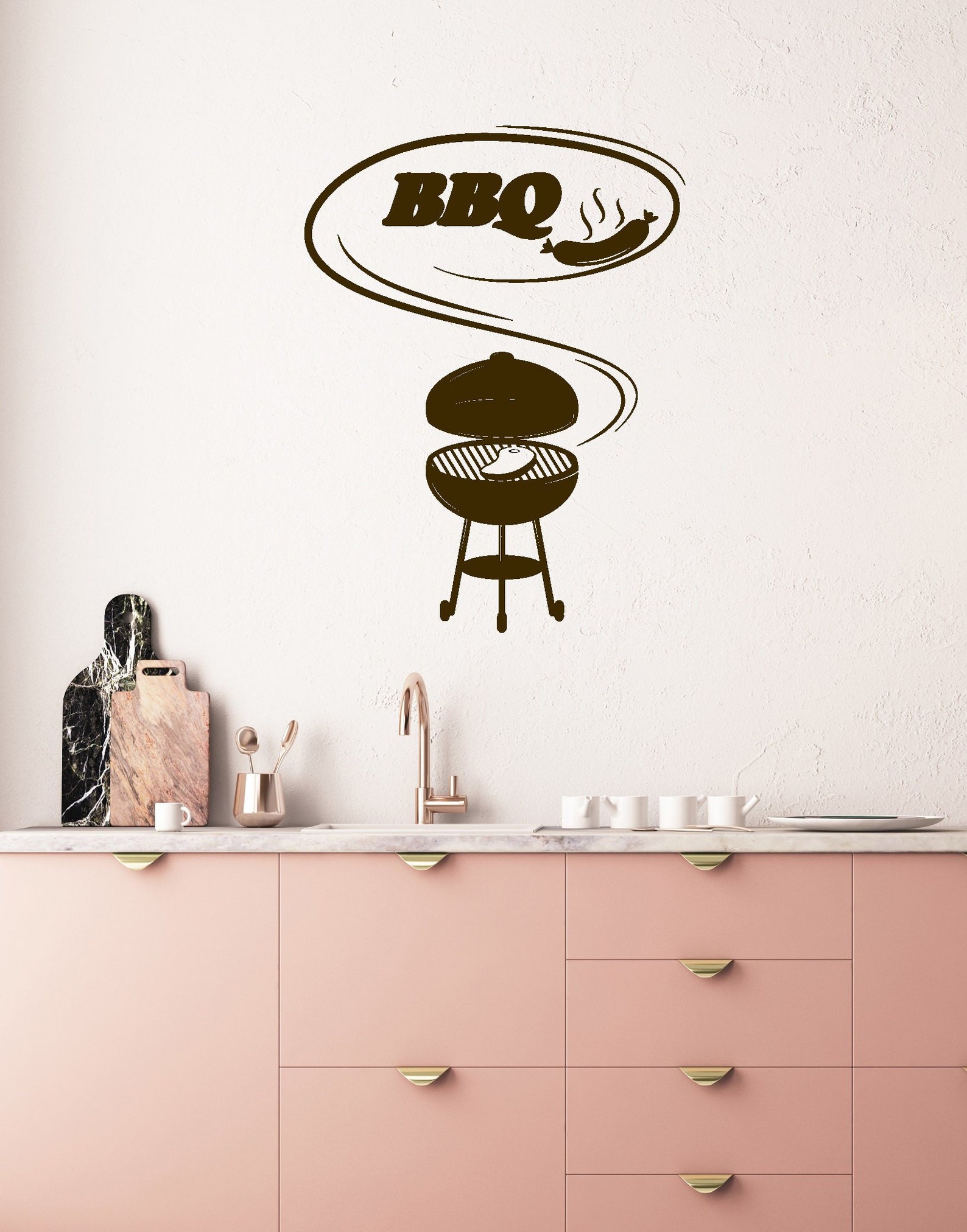 BBQ Vinyl Wall Decal Barbecue Grill Bar Smokehouse Outdoor Cooking ...
