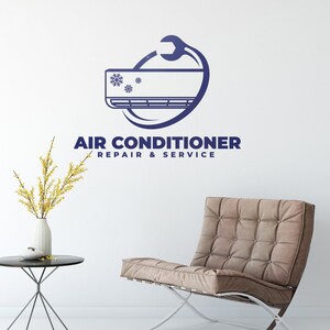 Air Conditioner Vinyl Wall Decal Repair Service Business Window Door ...