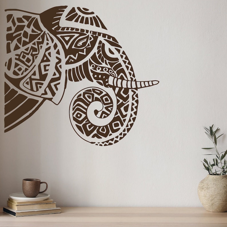 African Elephant Head Wall Vinyl Decal Ethnic Style Abstract Animal ...