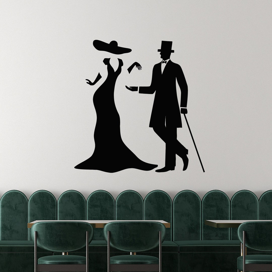 Couple Vinyl Wall Decal Man and Woman Gentleman Lady Vintage Stickers ...
