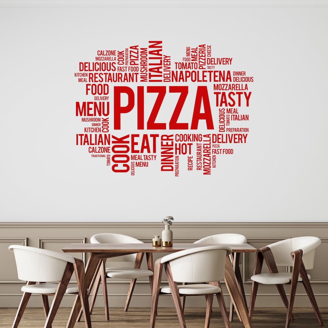 Pizza Wall Decal Pizzeria Words Cloud Italian Restaurant Decoration ...