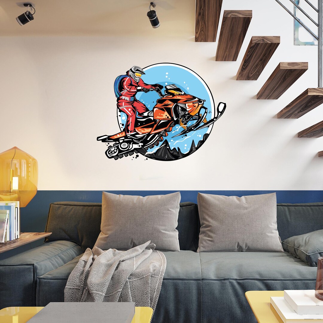 Snowmobile Rider Wall Decal Vinyl Art for Man Cave Decor | Extreme ...